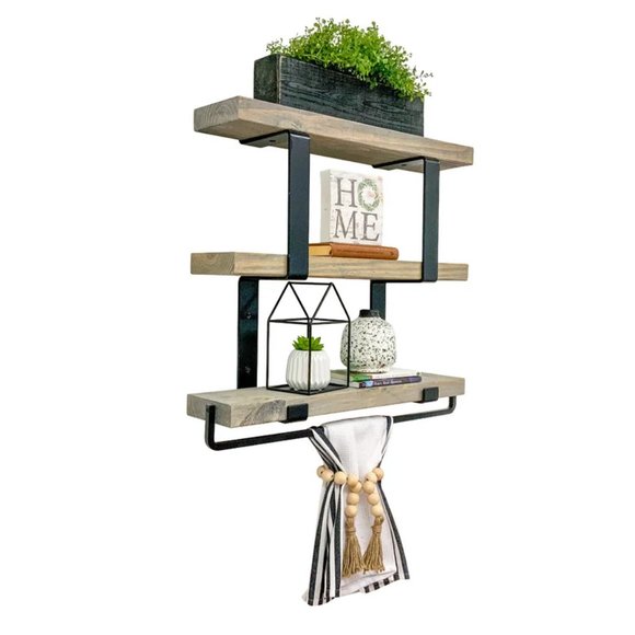 Wall Decor | 3piece 2 Tiered Shelf With Towel Bar | Poshmark